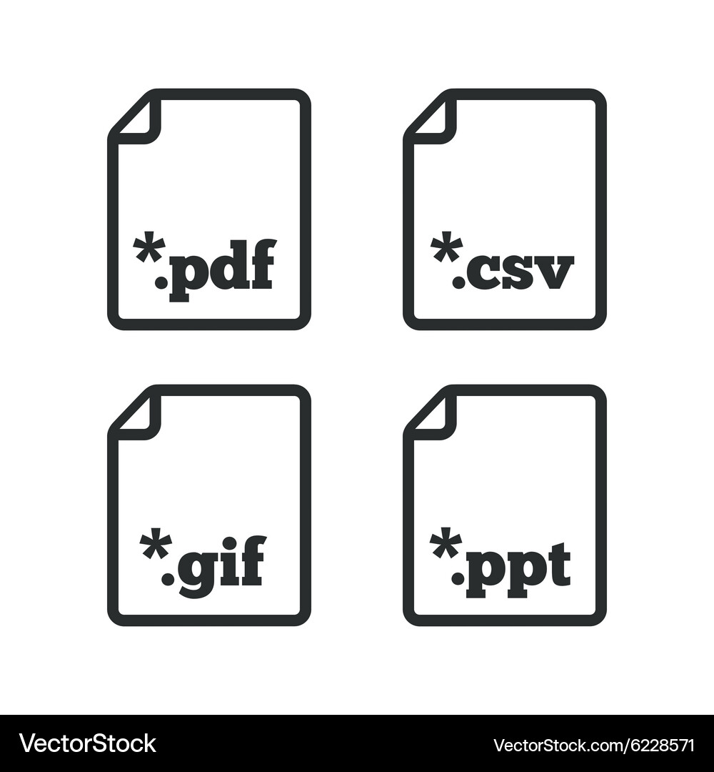 Document signs file extensions symbols Royalty Free Vector