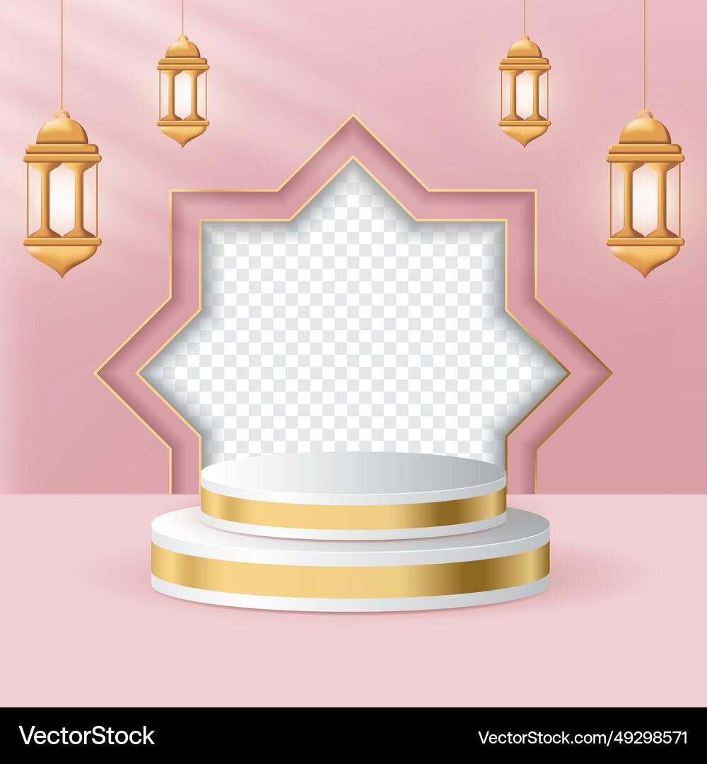 Gold islamic product display mockup ramadan Vector Image