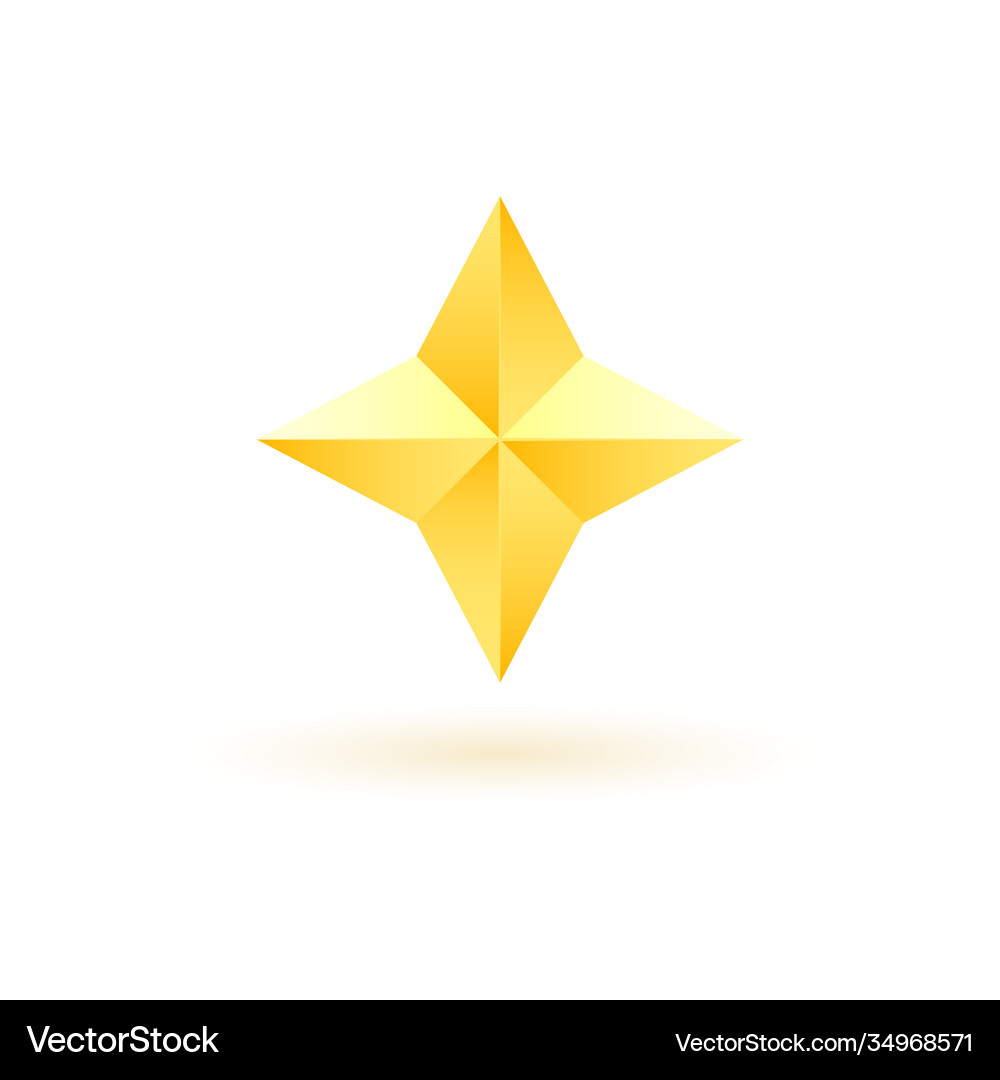 Gold realistic metallic star on a white background