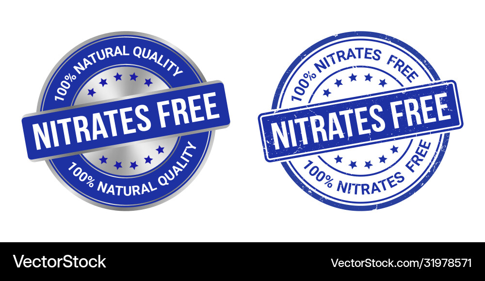 Grunge stamp and silver label nitrates free Vector Image