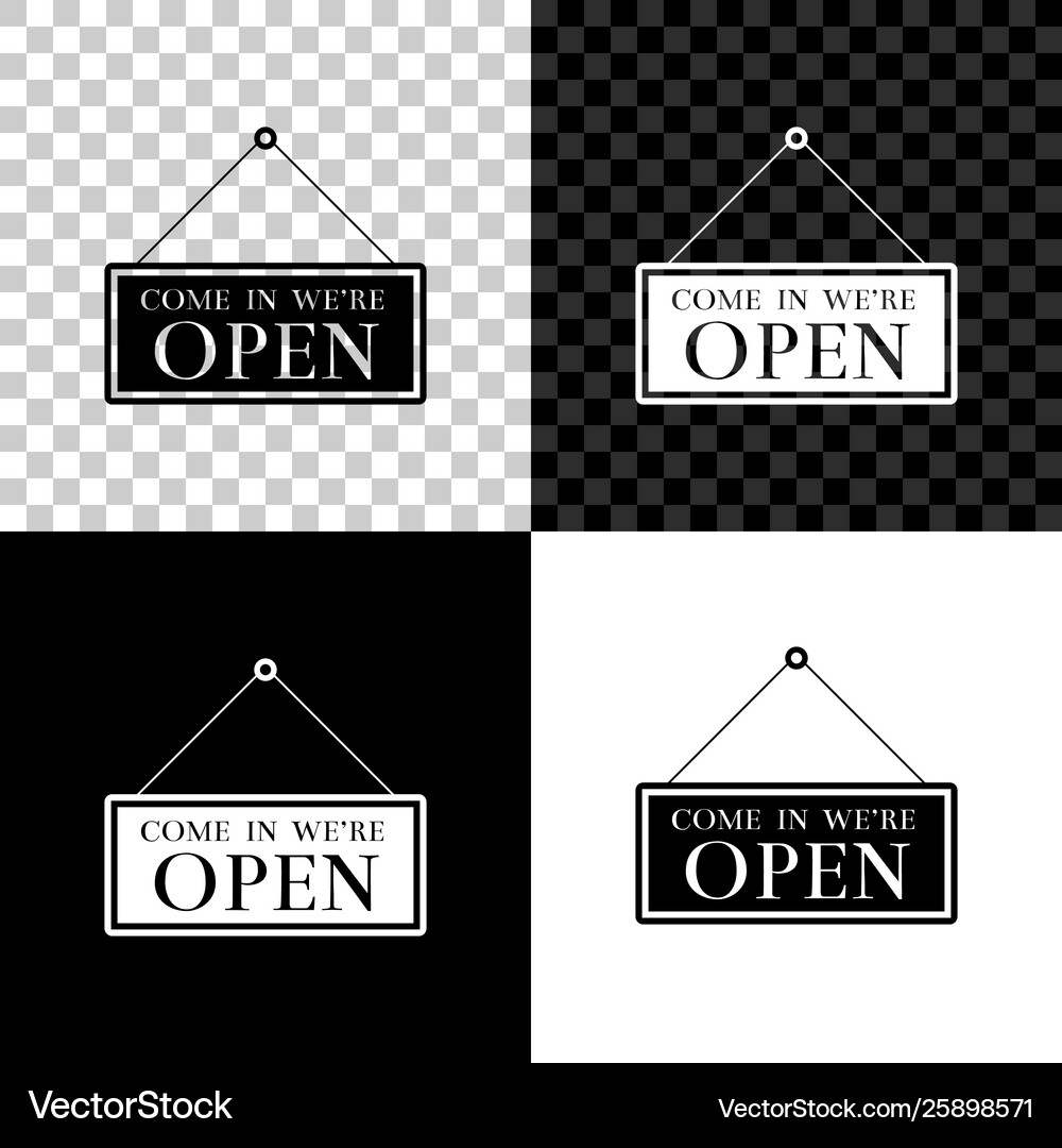 Hanging sign with text come in we re open icon Vector Image