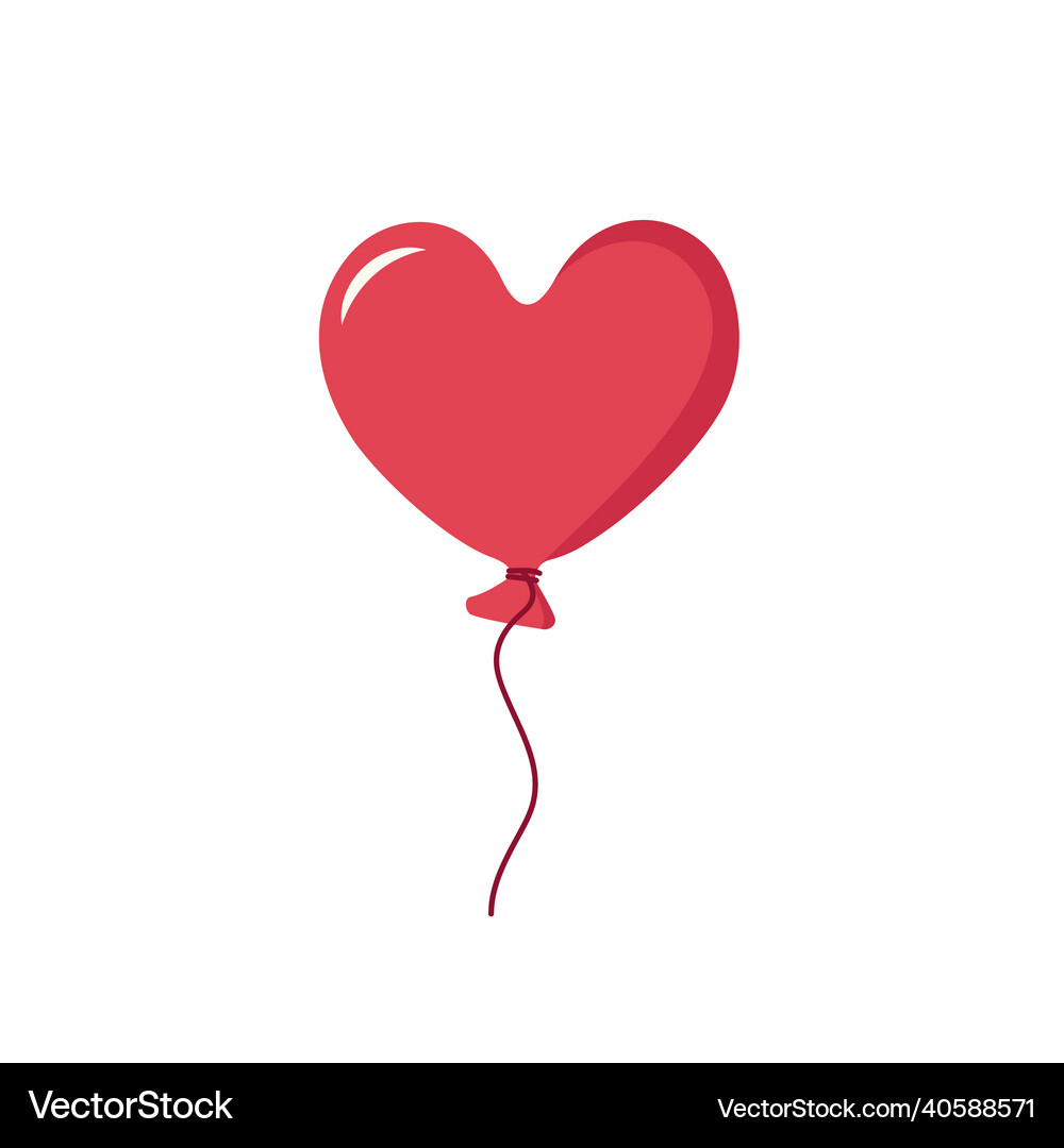 Heart-shaped red balloon icon and decoration Vector Image