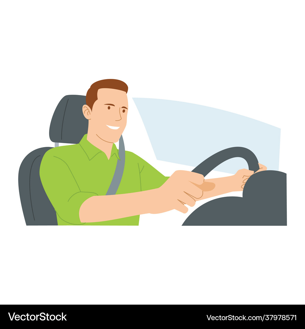 Man driving a car Royalty Free Vector Image - VectorStock