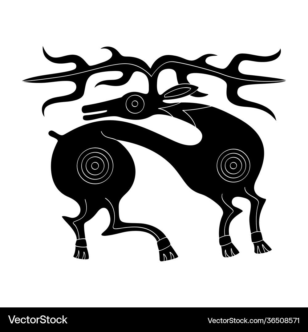 Monochrome icon with ancient scythian art Vector Image