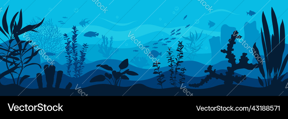 Ocean world exotic seascape with fish Royalty Free Vector