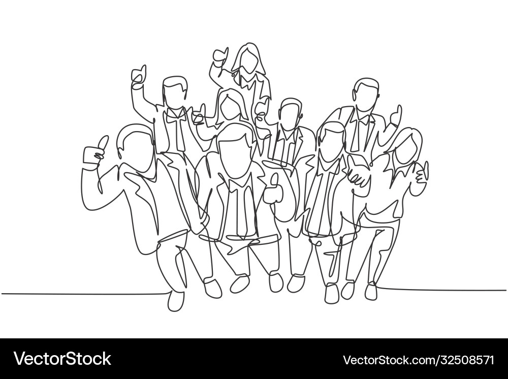 One single line drawing young happy male Vector Image