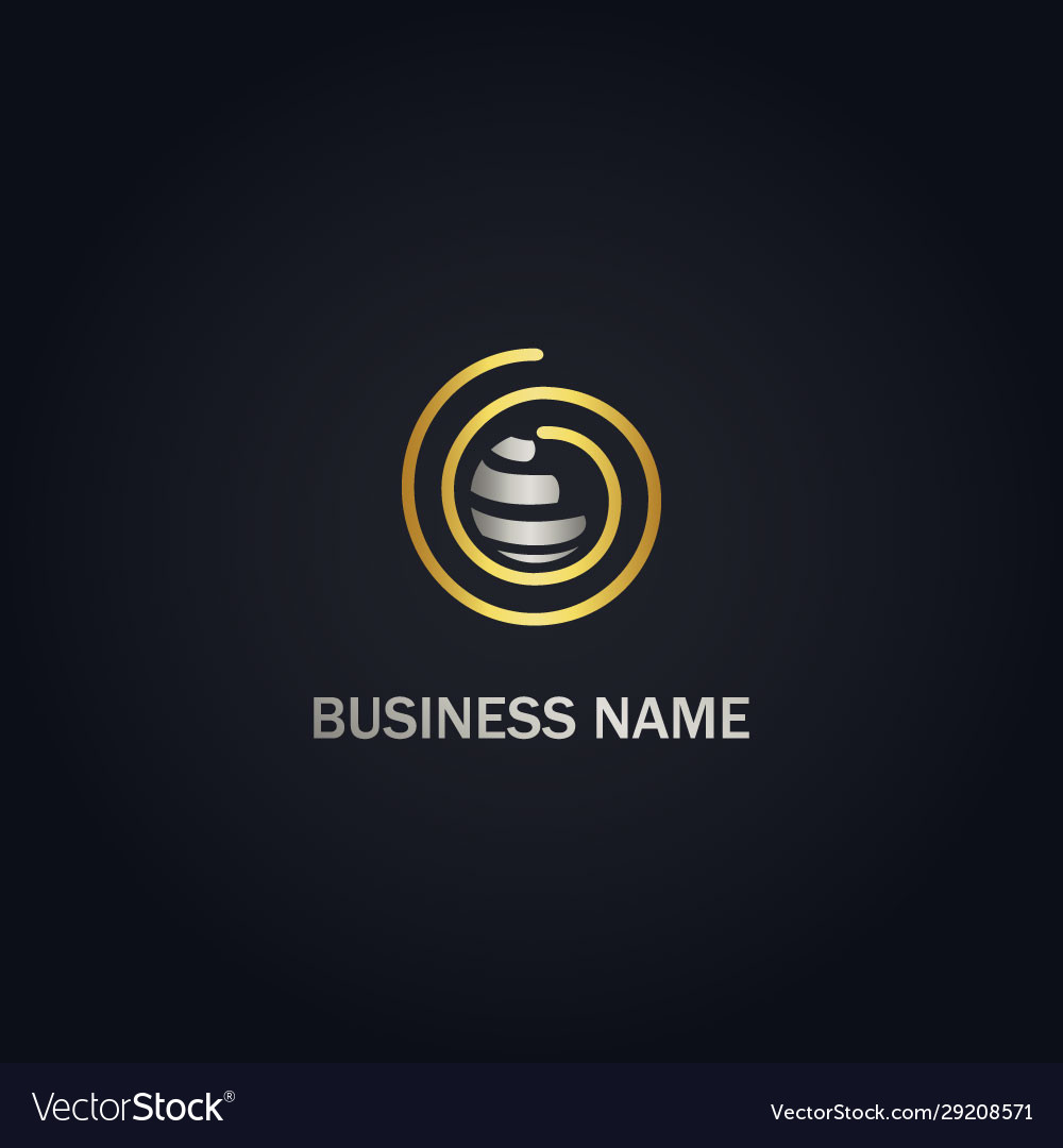 Round sphere technology gold logo Royalty Free Vector Image