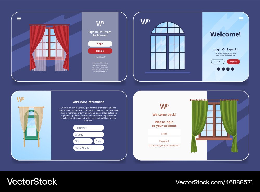 Welcome web page window login signup homepage Vector Image