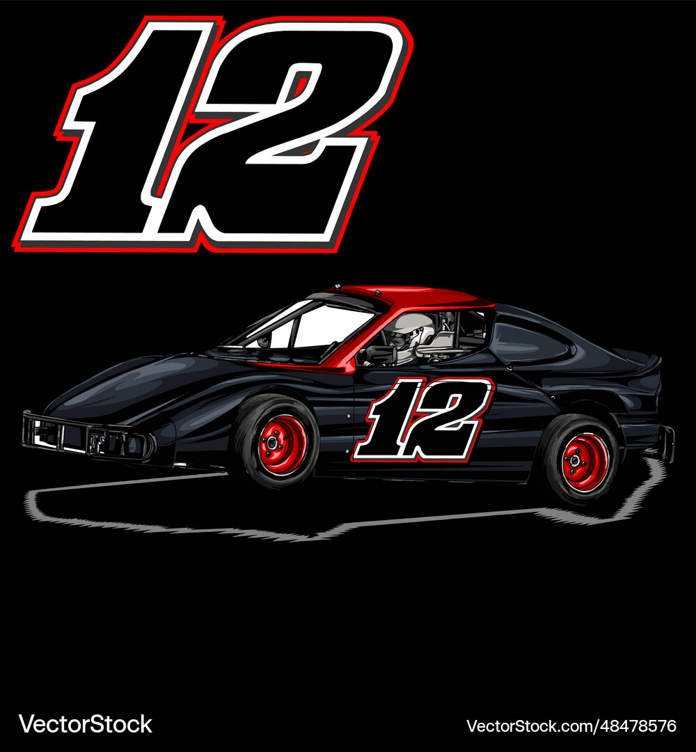 Black drag racing car with red strip Royalty Free Vector