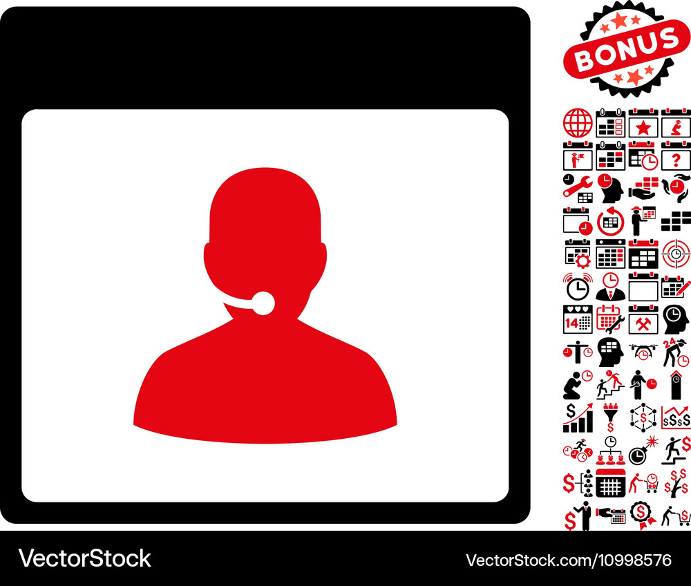 Call center manager calendar page flat icon Vector Image