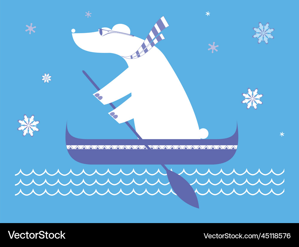 Cartoon bear sailing on a boat Royalty Free Vector Image