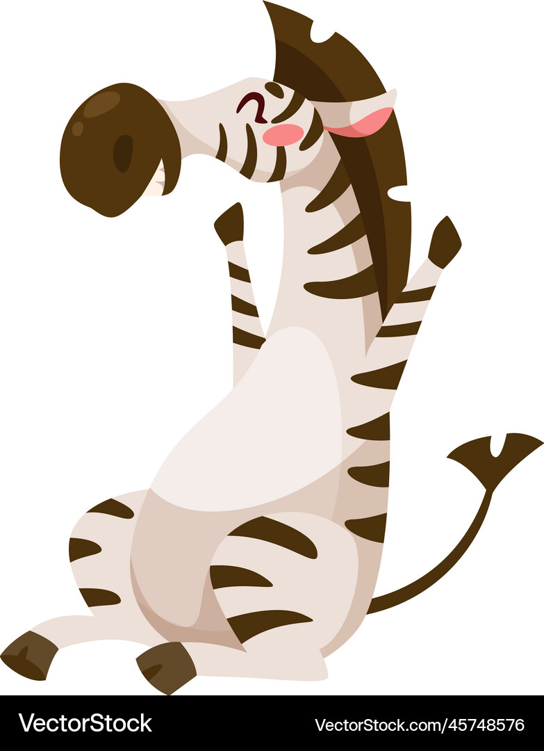 Funny zebra animal with striped coat enjoying Vector Image
