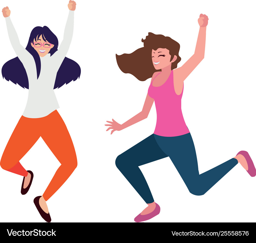 Happy young women celebrating characters Vector Image
