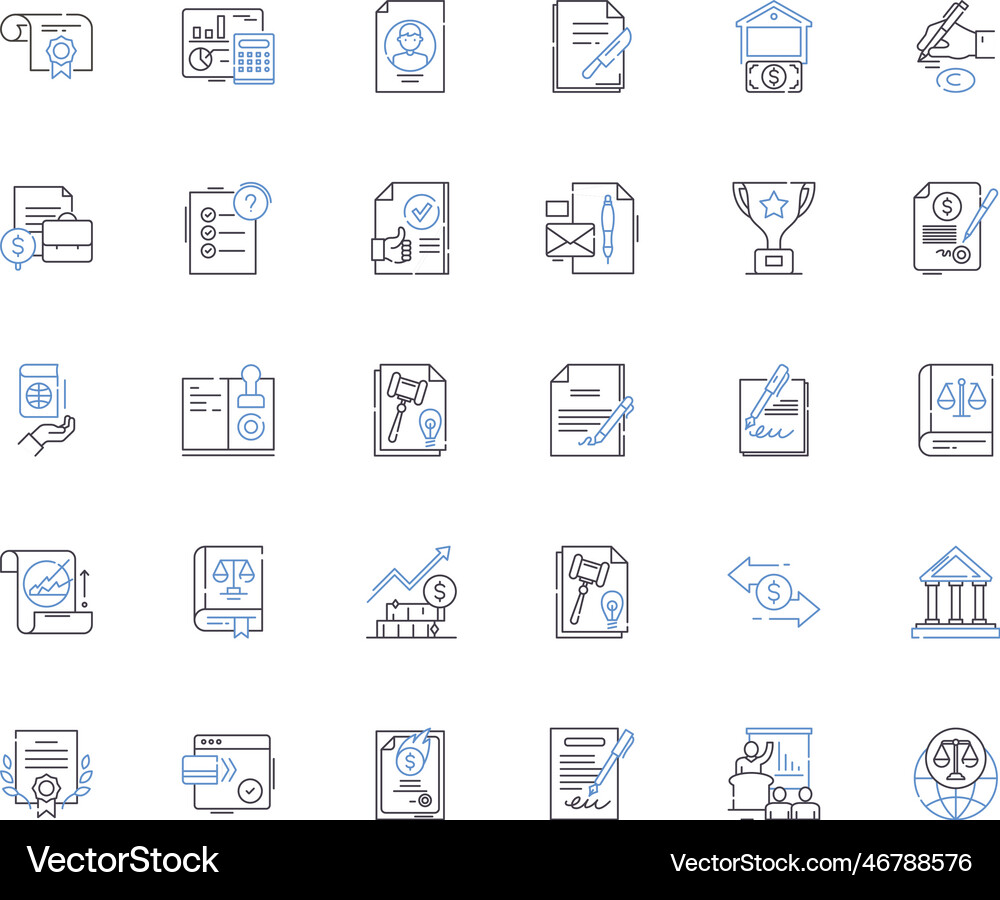Legislation line icons collection regulation Vector Image