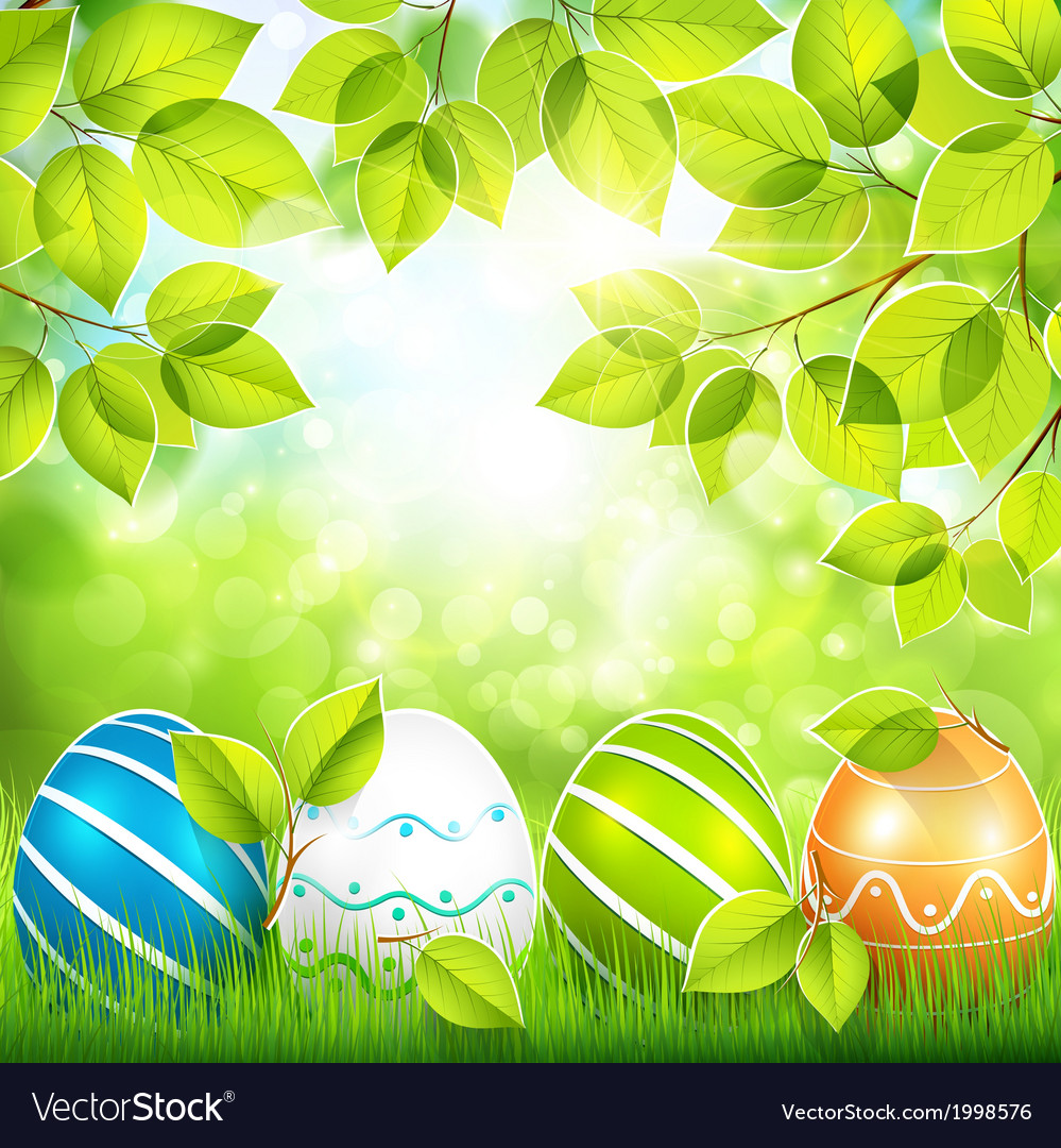 Natural background with easter eggs Royalty Free Vector
