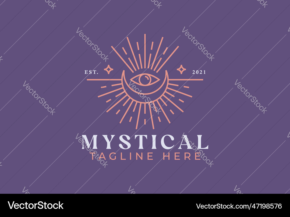 Sacred geometric crescent moon eye symbol logo Vector Image