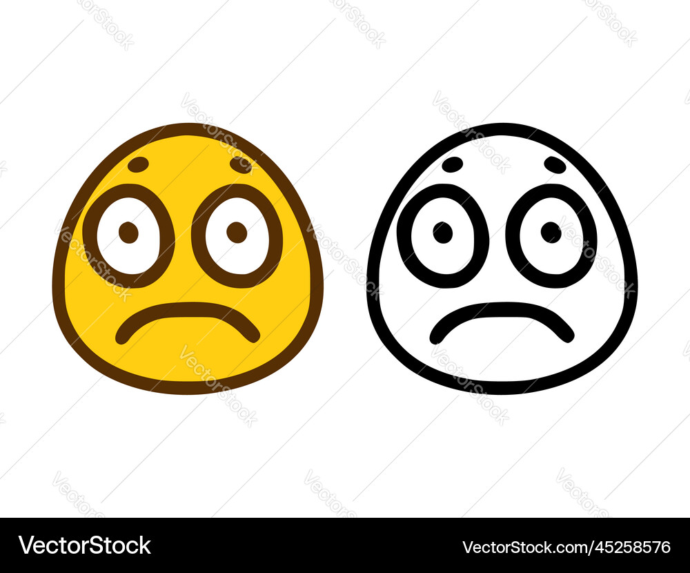 Sad face emoticon in two style isolated on white Vector Image
