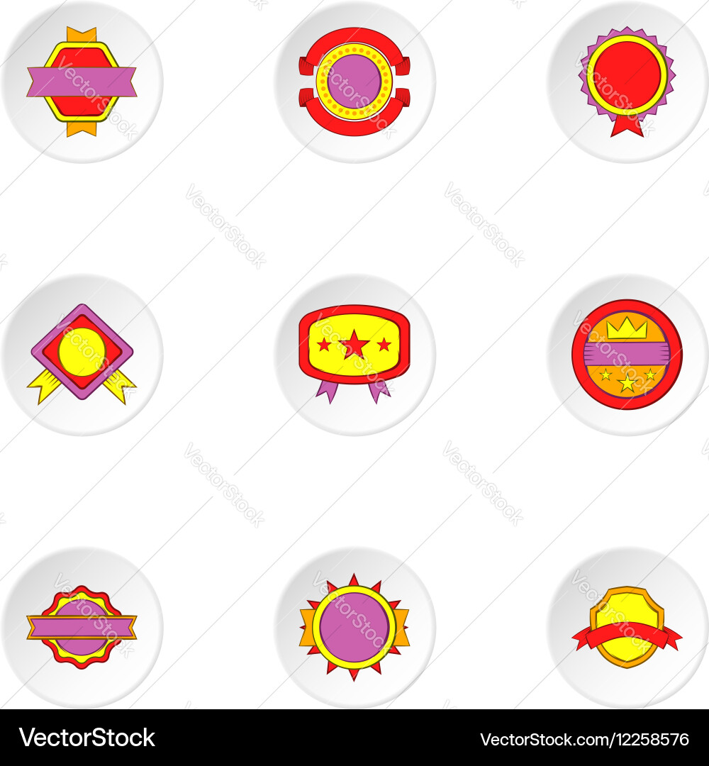 Sticker icons set cartoon style Royalty Free Vector Image