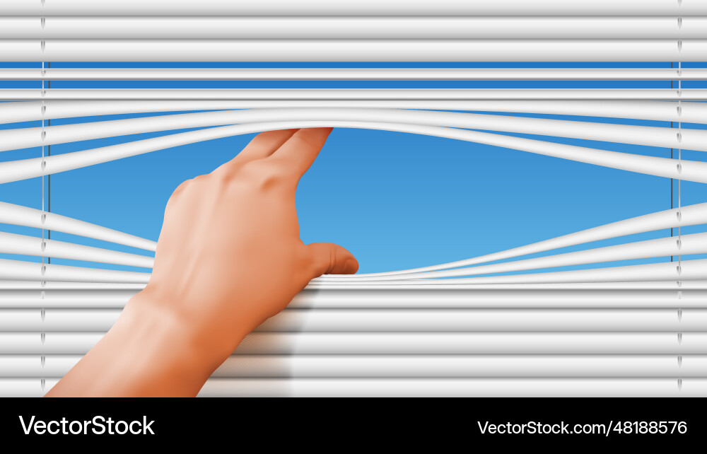 Window blinds hand composition Royalty Free Vector Image