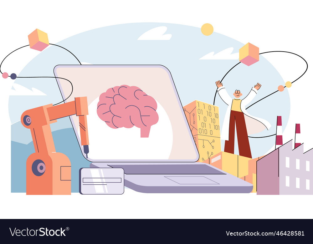 Artificial intelligence digital brain future Vector Image