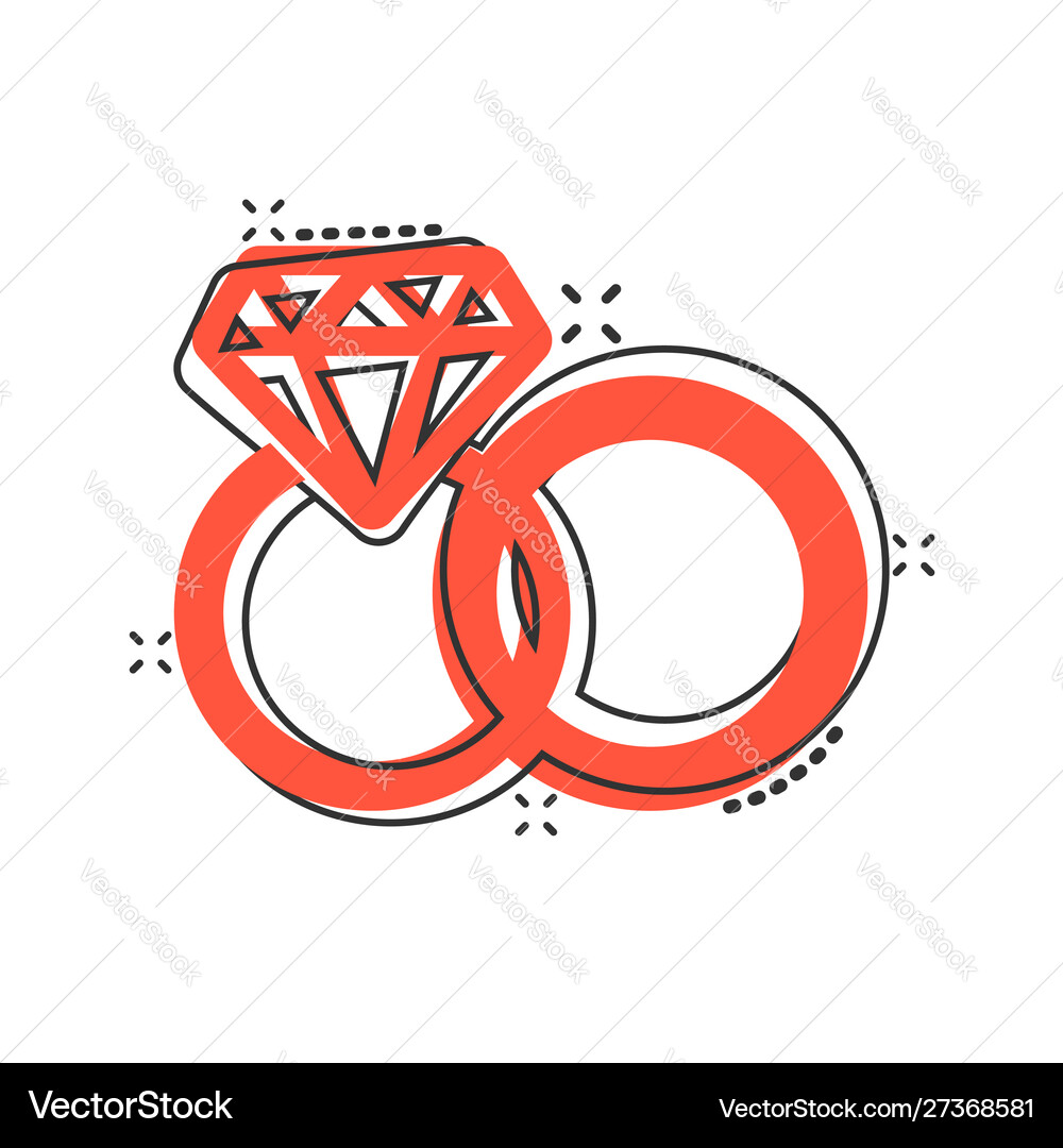 Cartoon engagement ring with diamond icon Vector Image