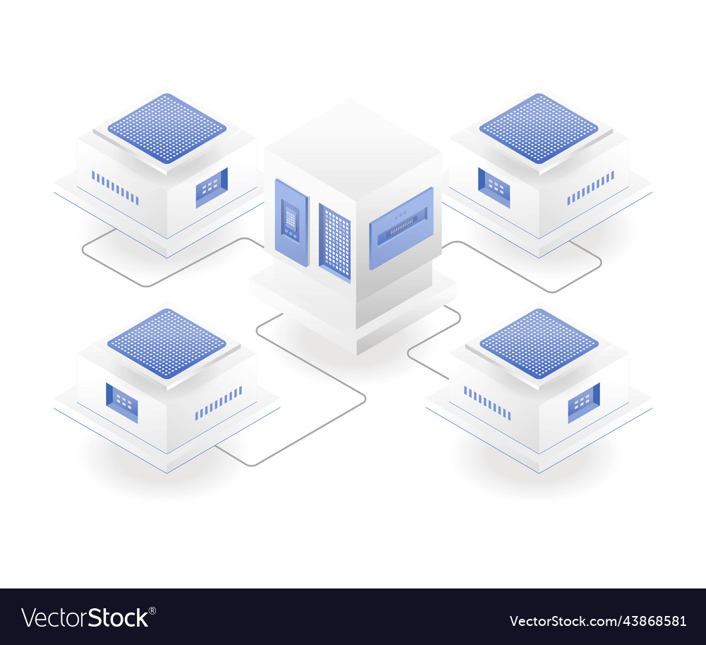 Cloud server chip network Royalty Free Vector Image