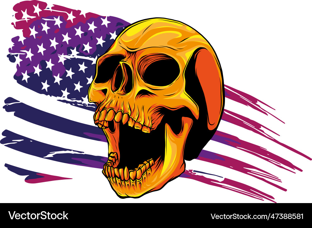 Colored draw of human skull Royalty Free Vector Image