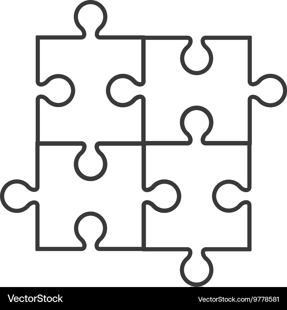 Four Puzzle Pieces - Square Icon Royalty Free Vector Image