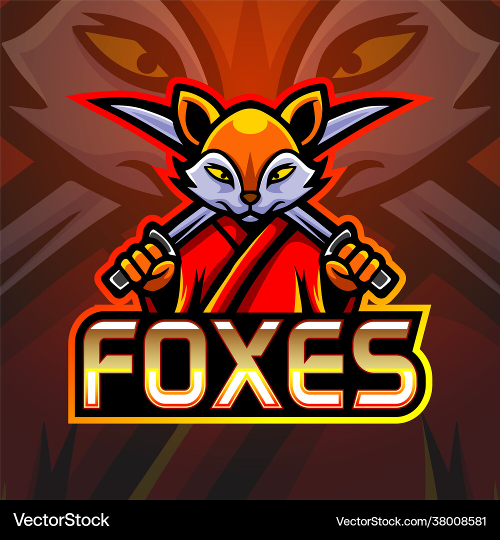 Fox sword esport logo mascot design Royalty Free Vector