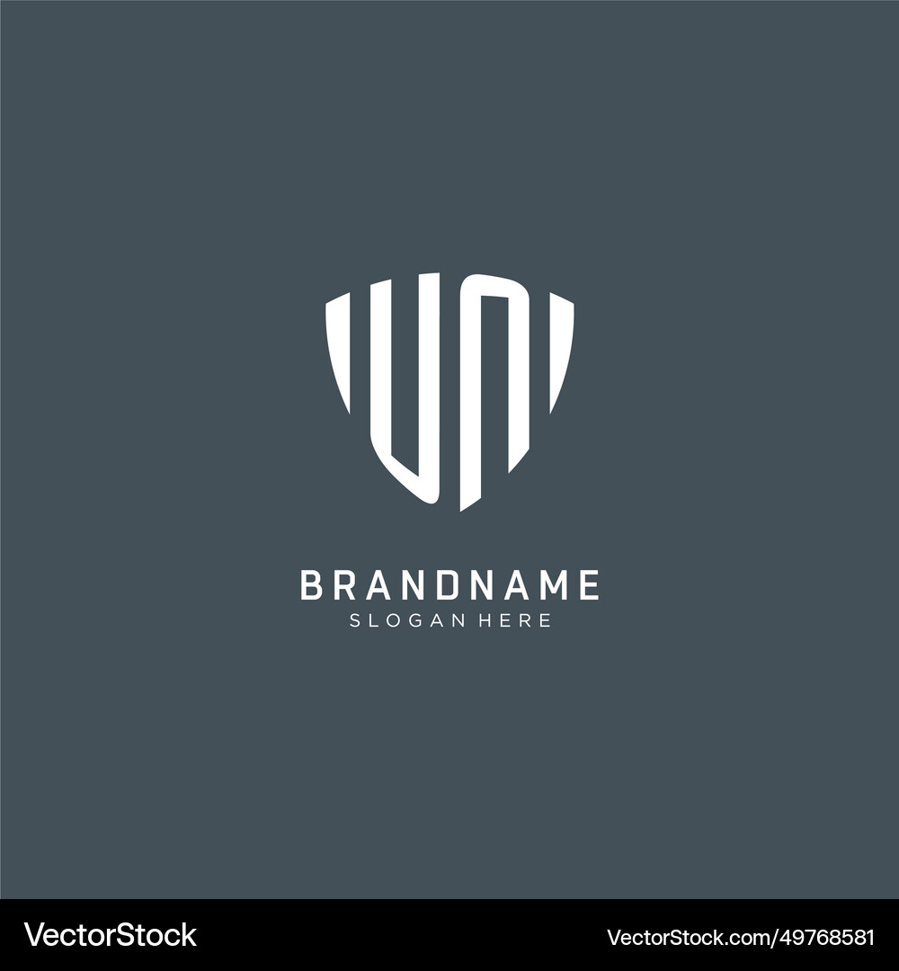 Initials un logo shield guard shape creative logo Vector Image