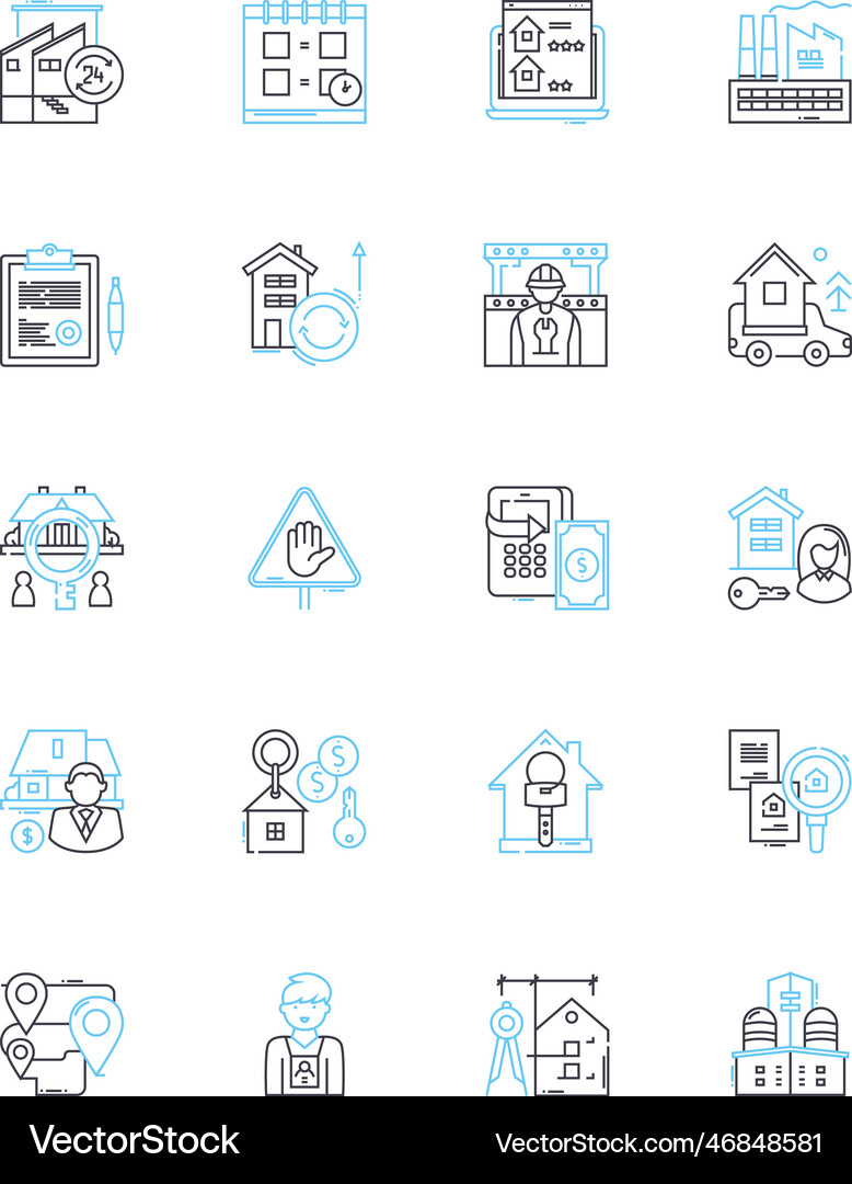 Land linear icons set terrain soil earth Vector Image