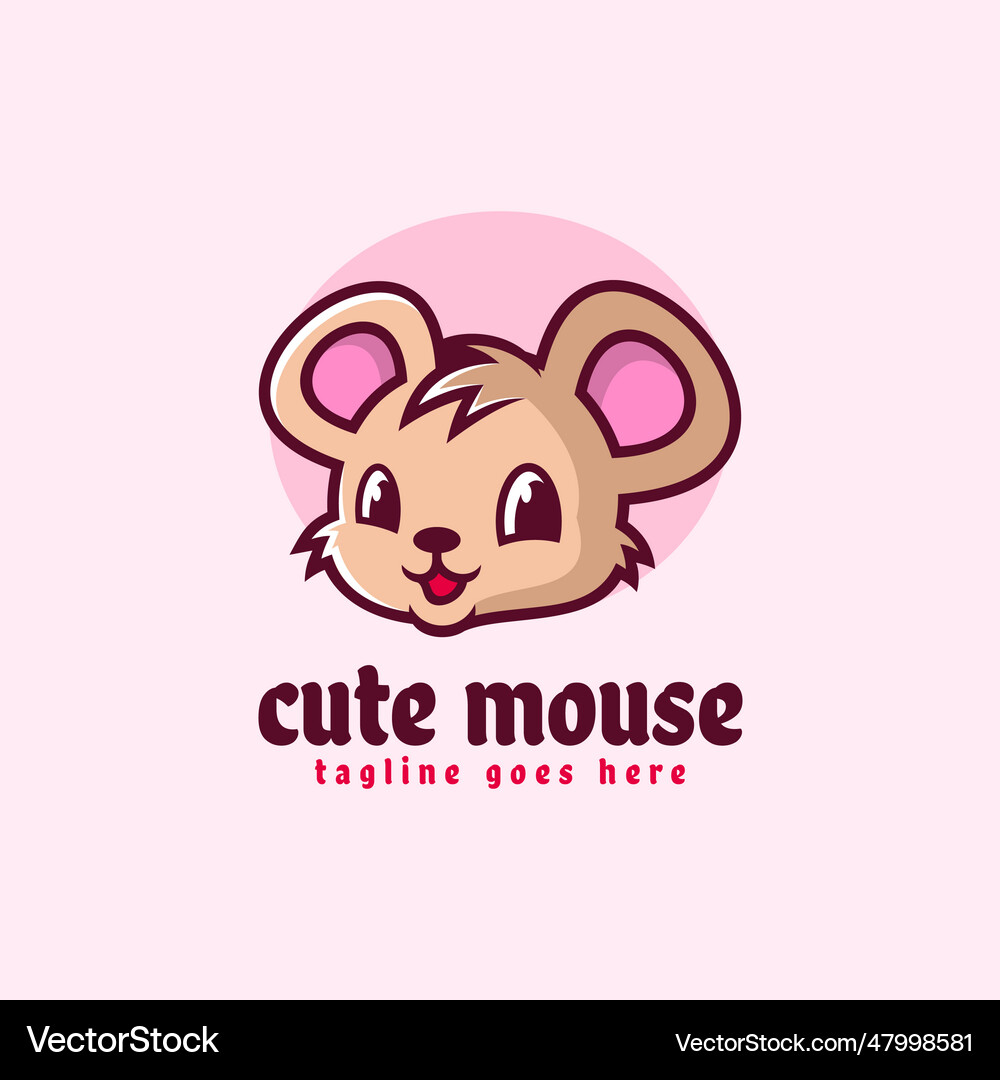 Logo cute mouse mascot cartoon style Royalty Free Vector
