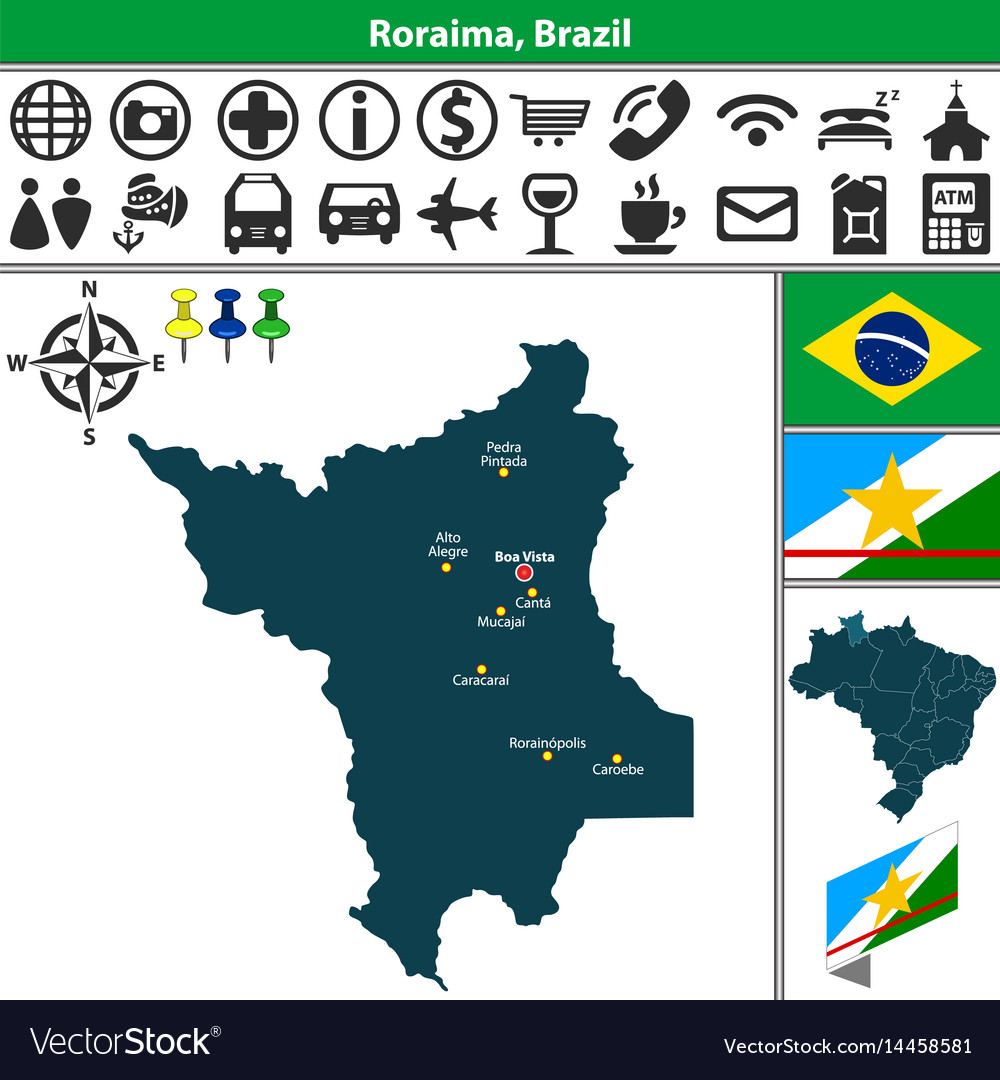 Map of roraima brazil Royalty Free Vector Image