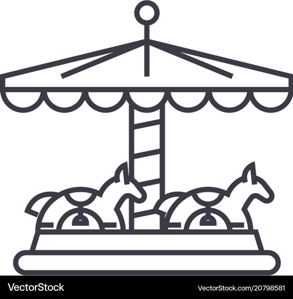 Merry go round line icon sign Royalty Free Vector Image