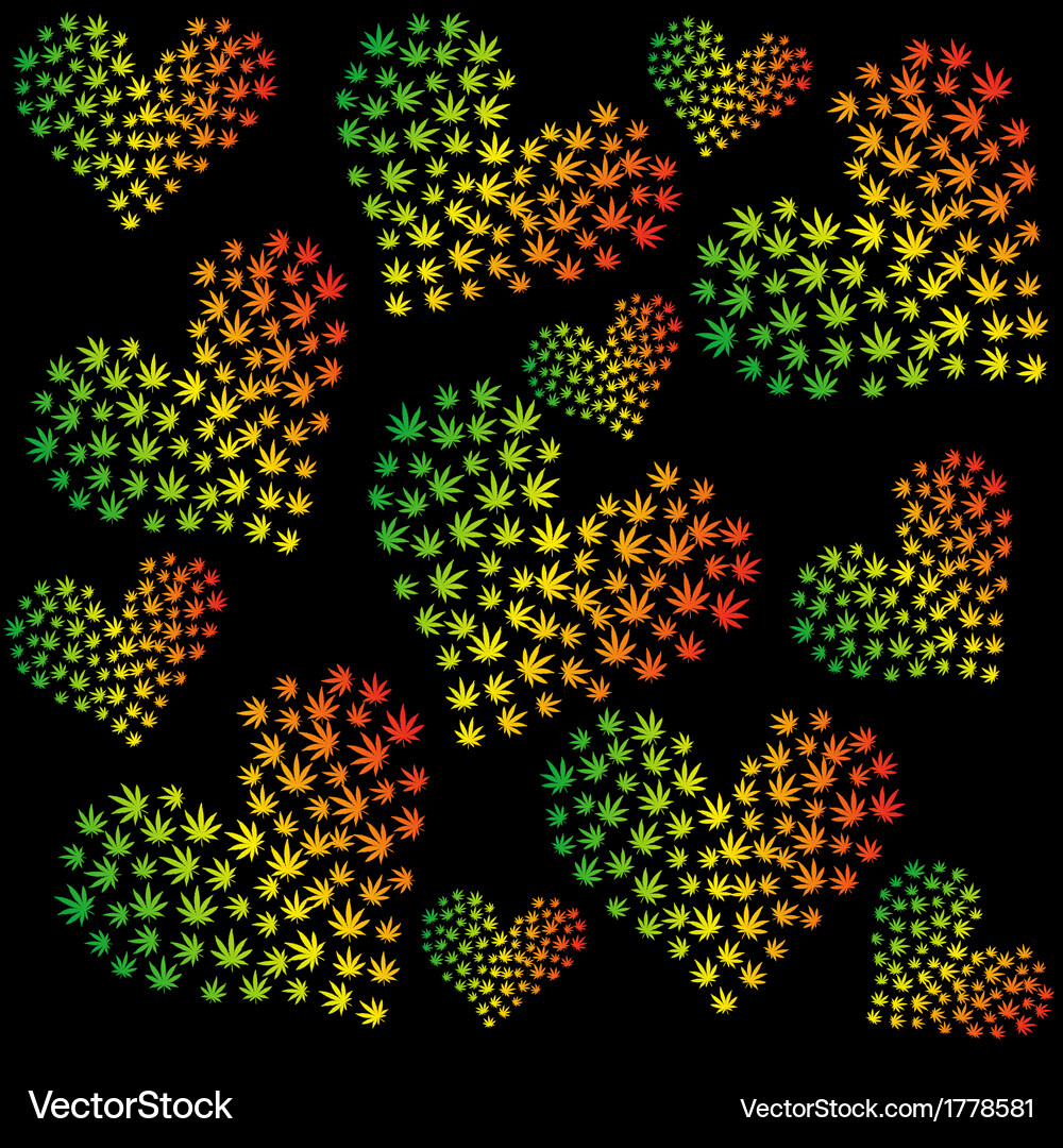 Rasta seamless pattern with hearts made of Vector Image