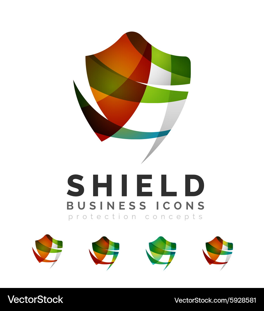 Set of protection shield logo concepts Royalty Free Vector