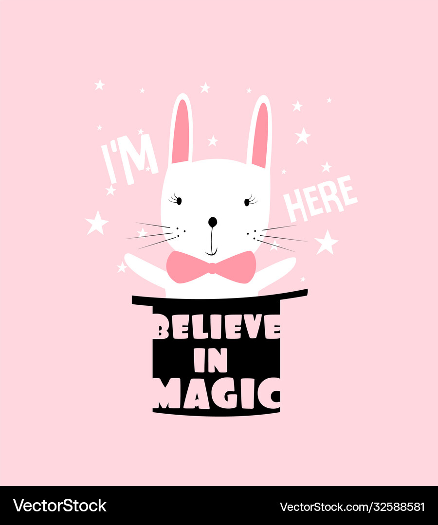 Sweet bunny print design with slogan Royalty Free Vector