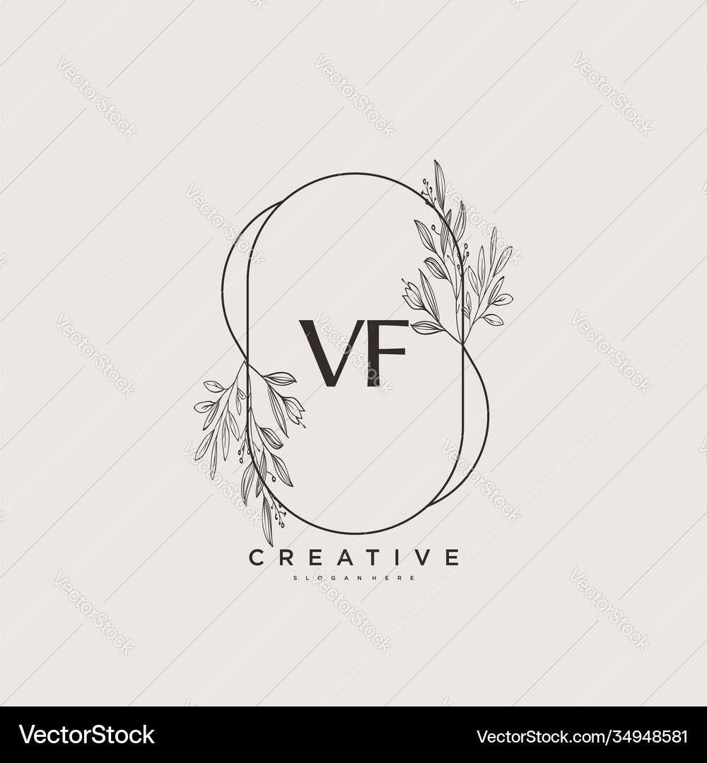 Vf beauty initial logo art handwriting logo Vector Image