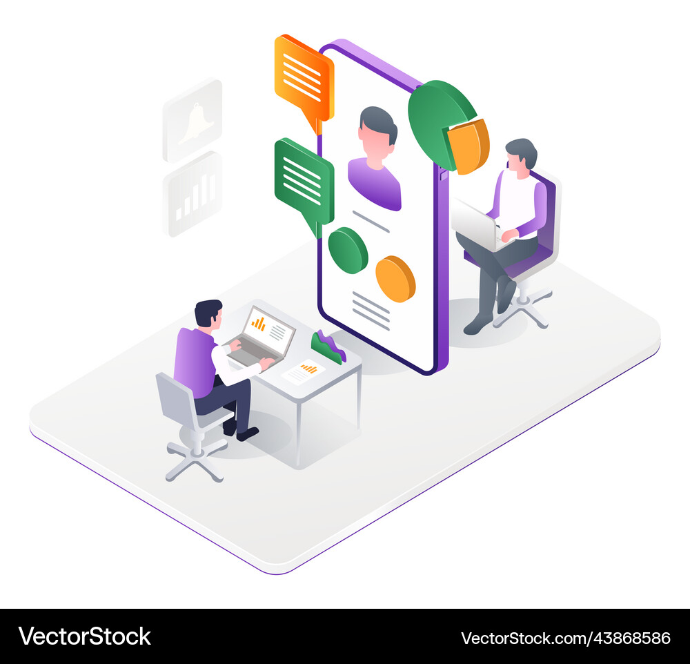 Communication by video call for online business Vector Image