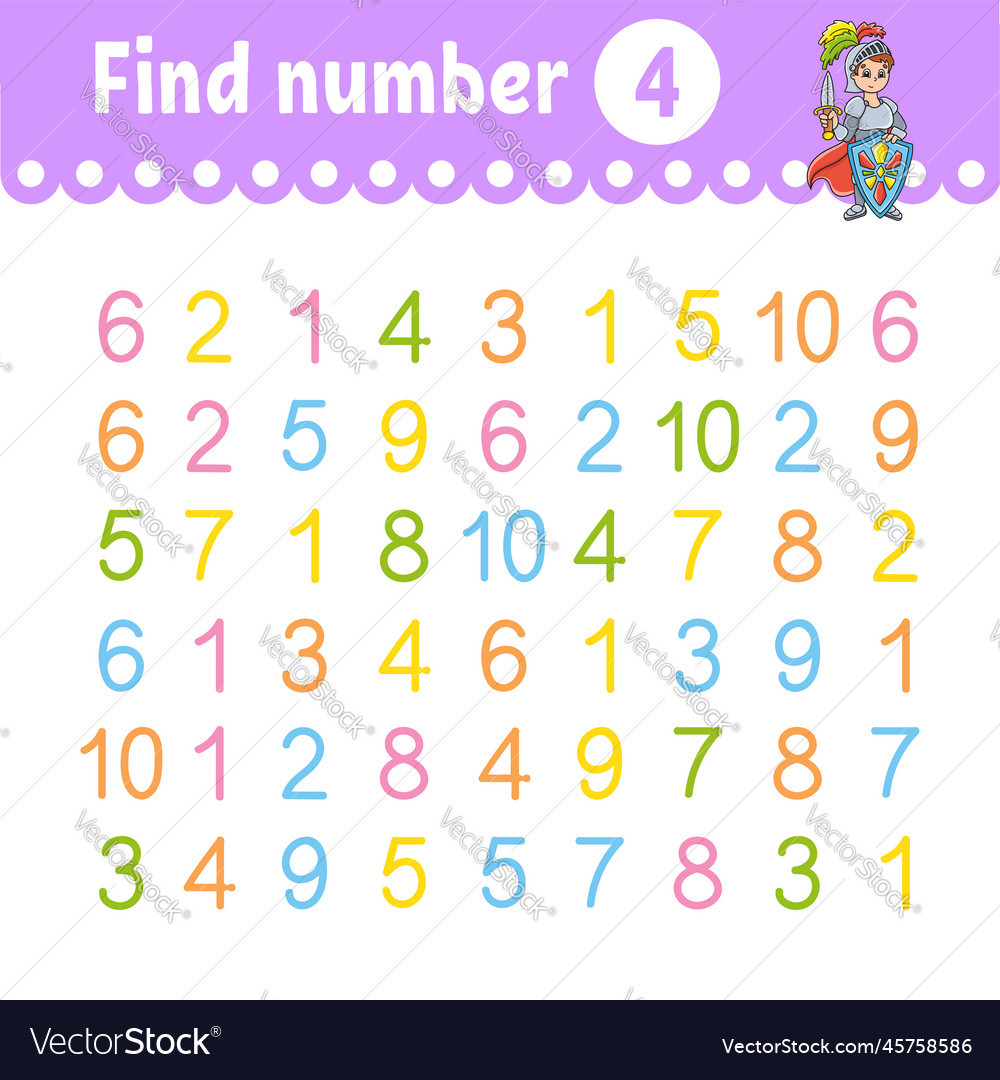 Find number education developing worksheet Vector Image