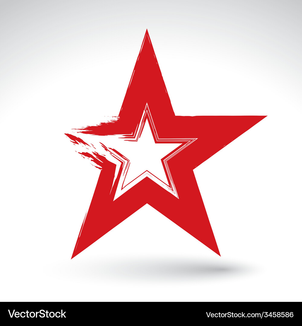 Hand gezeichnete soviet rote Stern Symbol gescannt und Bürste