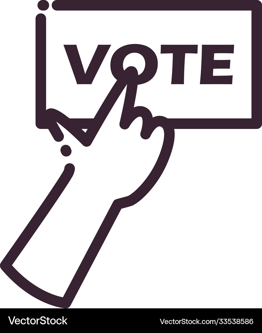 Hand with vote paper line style icon design Vector Image