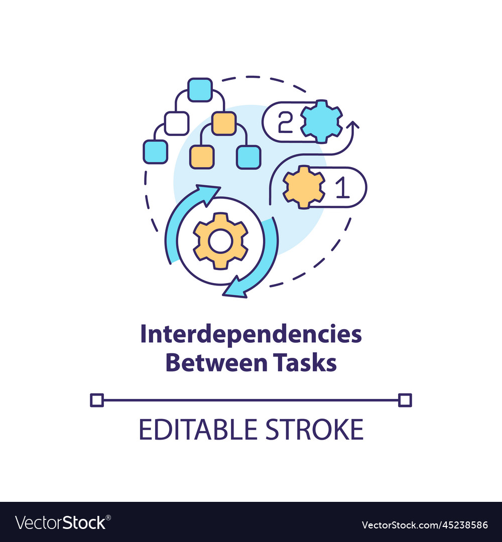 Interdependencies between tasks concept icon Vector Image