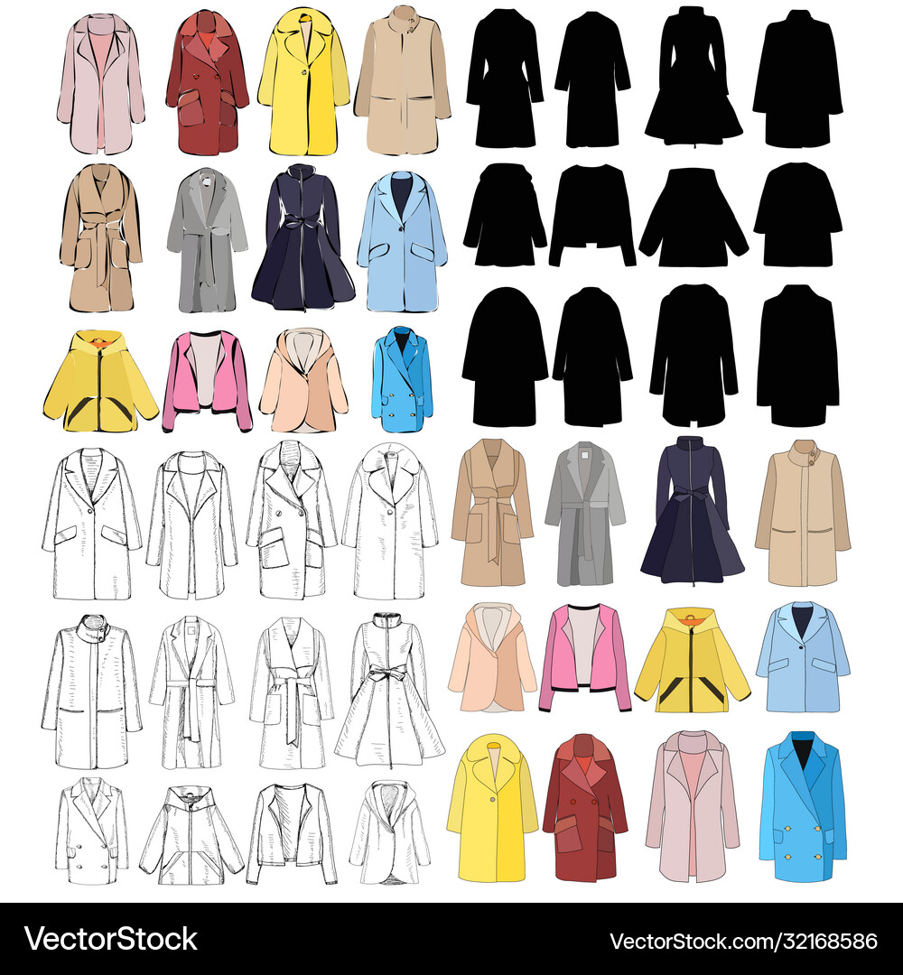 On a white background women coat set Royalty Free Vector