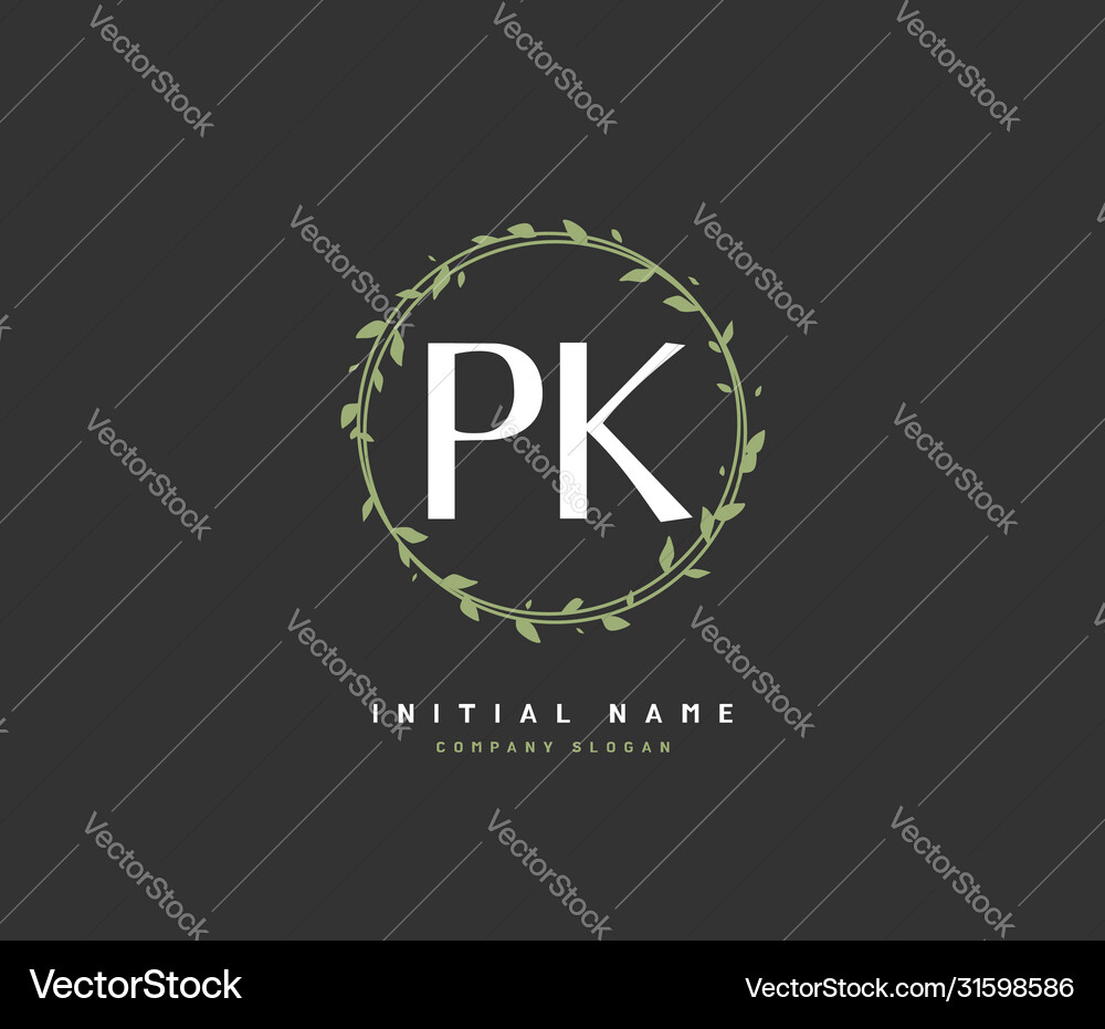 P k pk beauty initial logo handwriting logo Vector Image