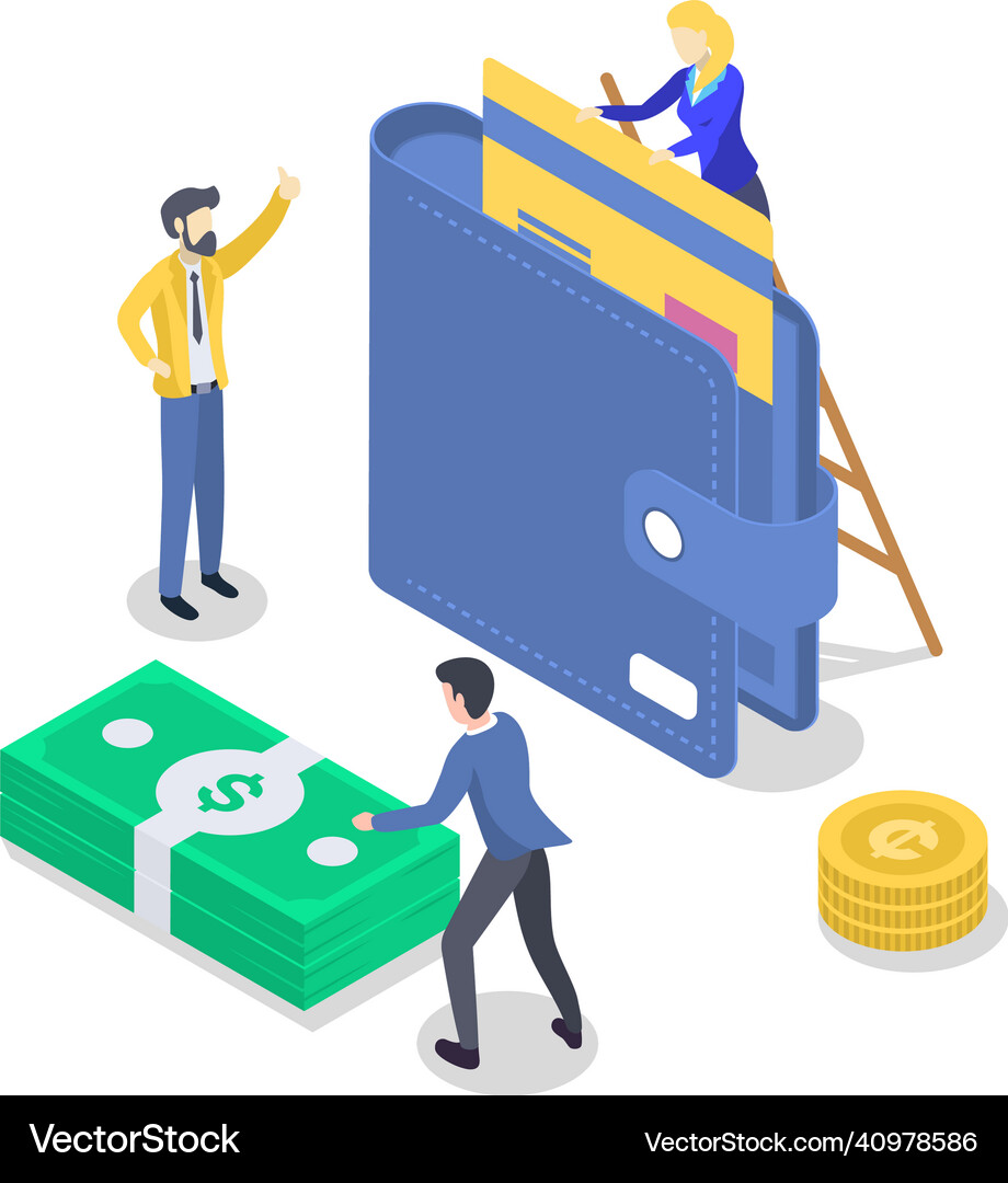 Salary payment isometric color accounting Vector Image