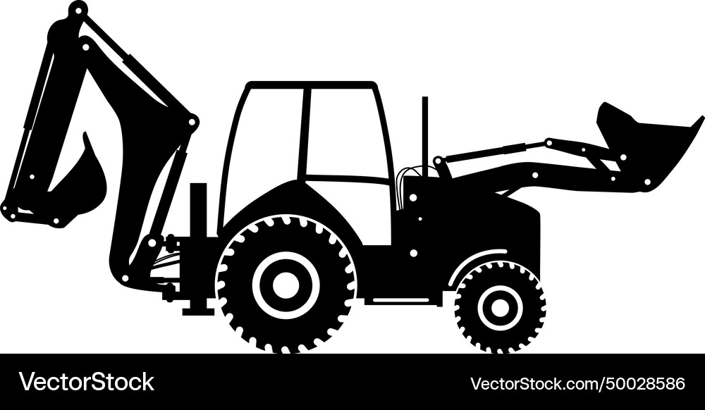 Silhouette of wheel backhoe loader icon Royalty Free Vector