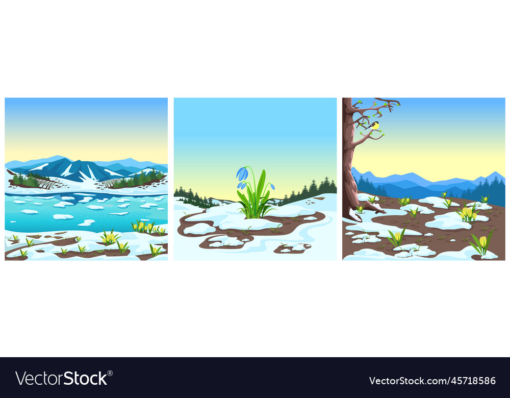 Spring landscape set Royalty Free Vector Image