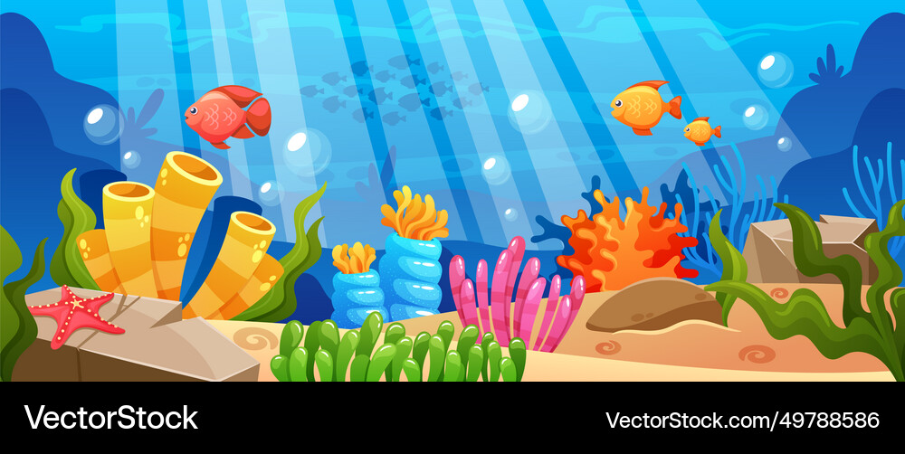 Vibrant cartoon-style underwater world background Vector Image