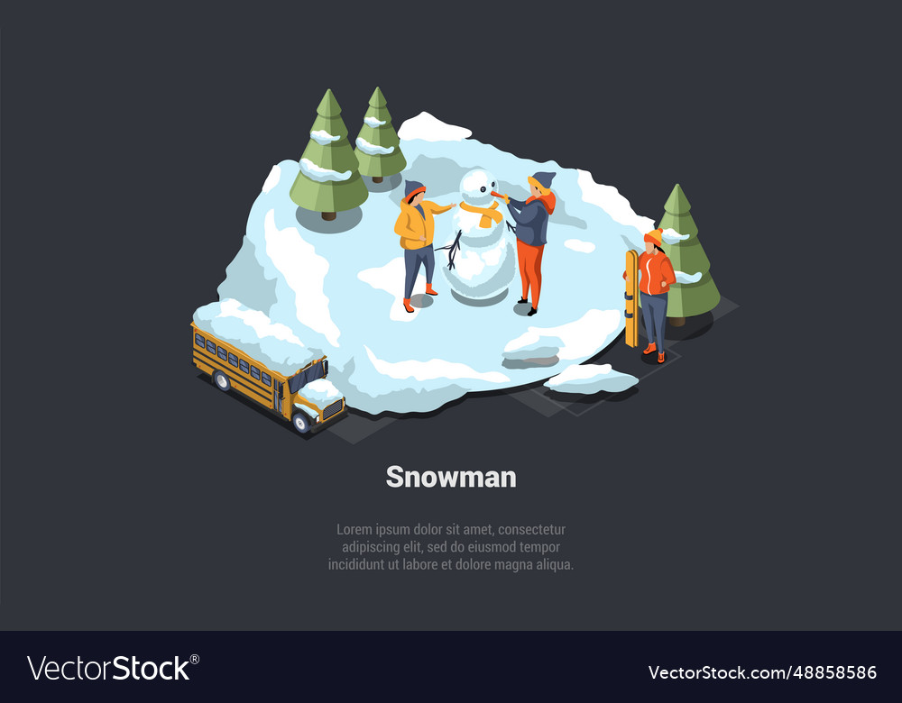 Winter holidays christmas vacations children Vector Image